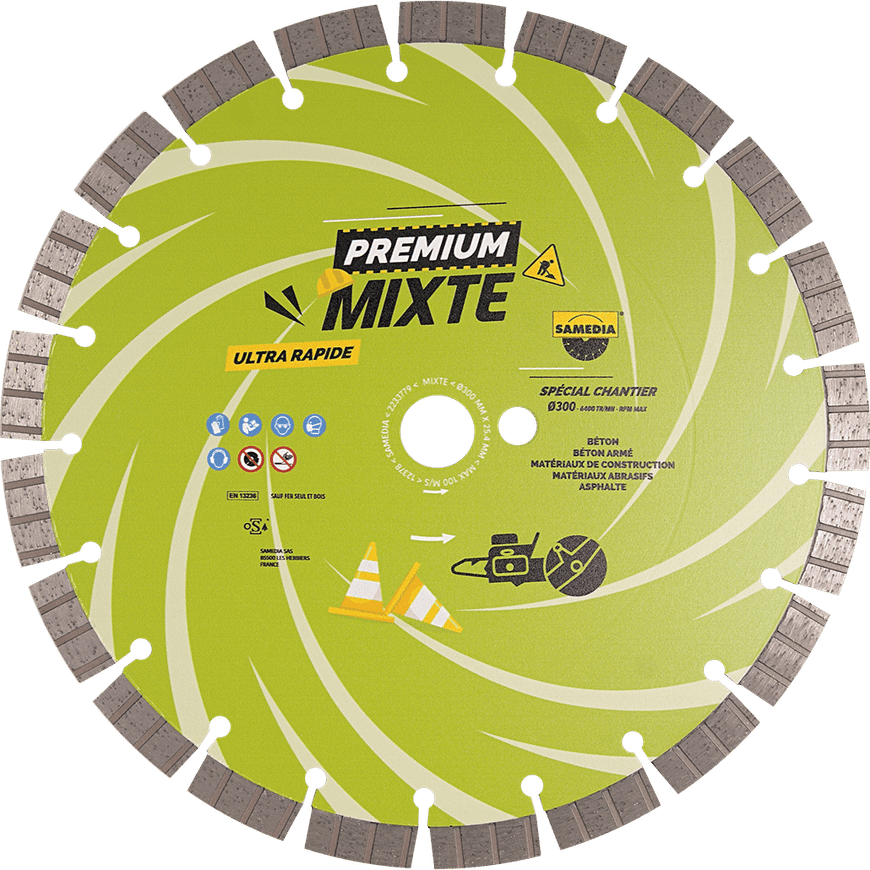 Disque diamant SAMEDIA Premium Mixte™ D 300 mm - Al. 20 mm - Kiloutou