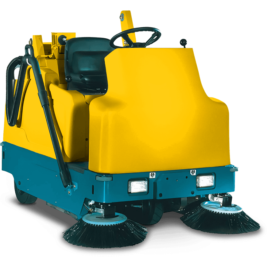 Balayeuse industrielle autoportée grosse capacité double brosse ...